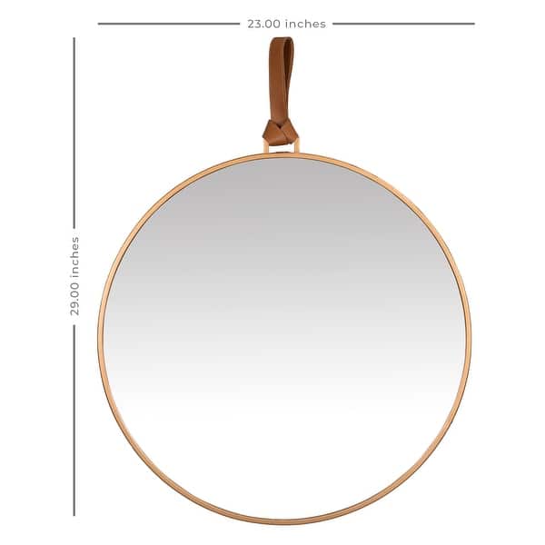 Minimalist Gold Round Mirror with Leather Strap - Bed Bath & Beyond ...