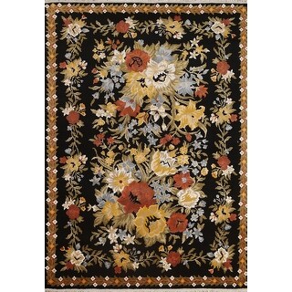 Vegetable Dye Floral Aubusson Oriental Wool Area Rug Handmade Carpet ...