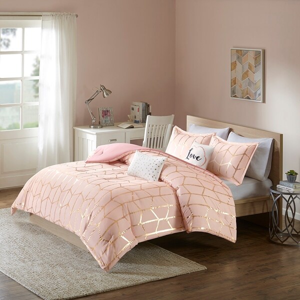 Duvet Set Metallic Print Geometric Style Modern Trendy All Season Comforter Cover Bedding Set Bed Bath Beyond 40658183