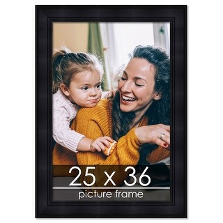 25x36 Frame Black Contemporary Wood Picture Frame - UV Resistant ...