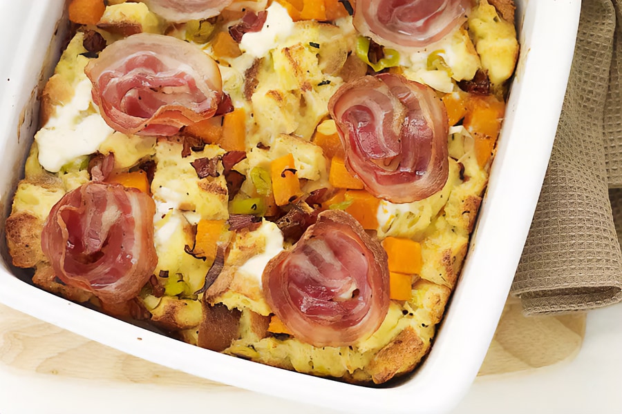 Butternut Squash, Pancetta, Leek, and Goat Cheese Strata - Bed Bath ...